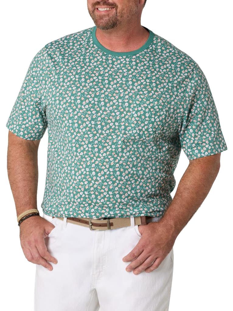 HARBOR BAY BY DXL big & tall floral print moisture-wicking pocket t-shirt v2